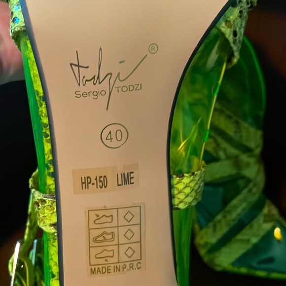 Sergio Todzi | Shoes | Neon Green Snake Skin Stiletto Designer Boots ...